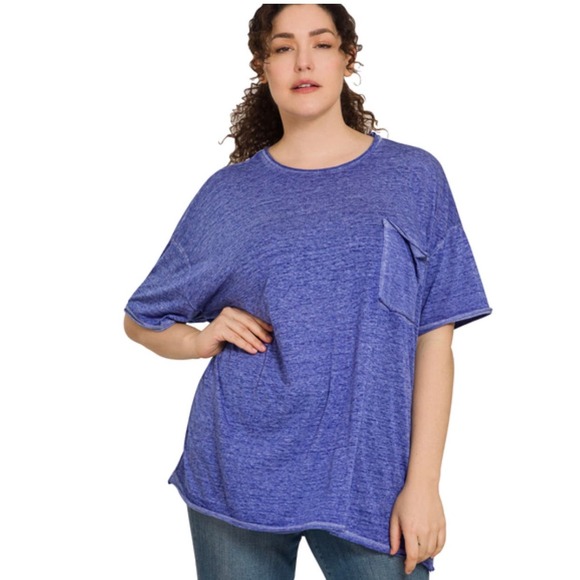 Zenana Outfitters | Tops | Zenana Plus Size Oversized Melange Burnout ...